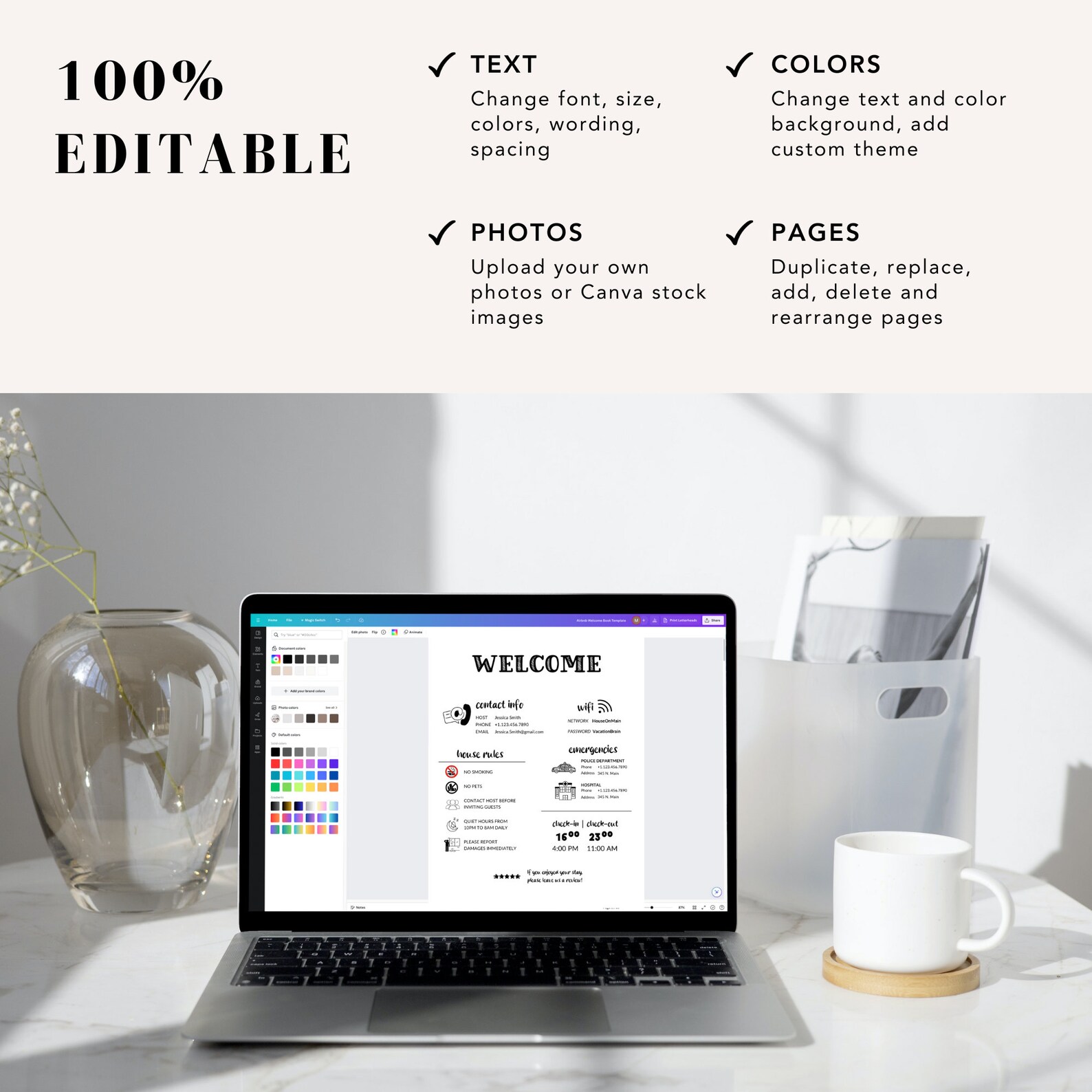 Editable Airbnb Welcome Guide Signage, Printable Short Term Rental ...