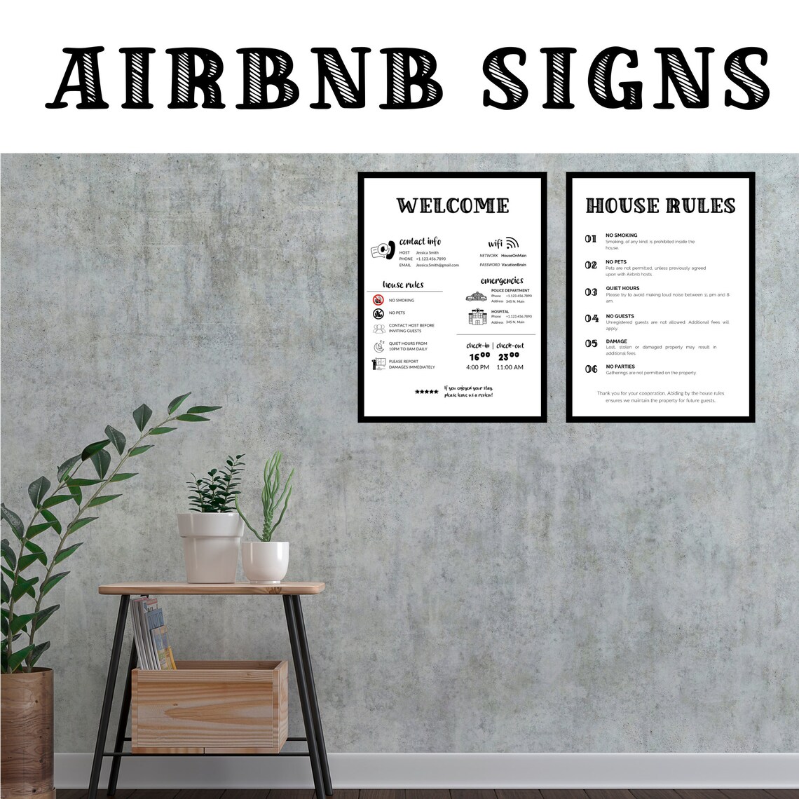 Editable Airbnb Welcome Guide Signage, Printable Short Term Rental ...