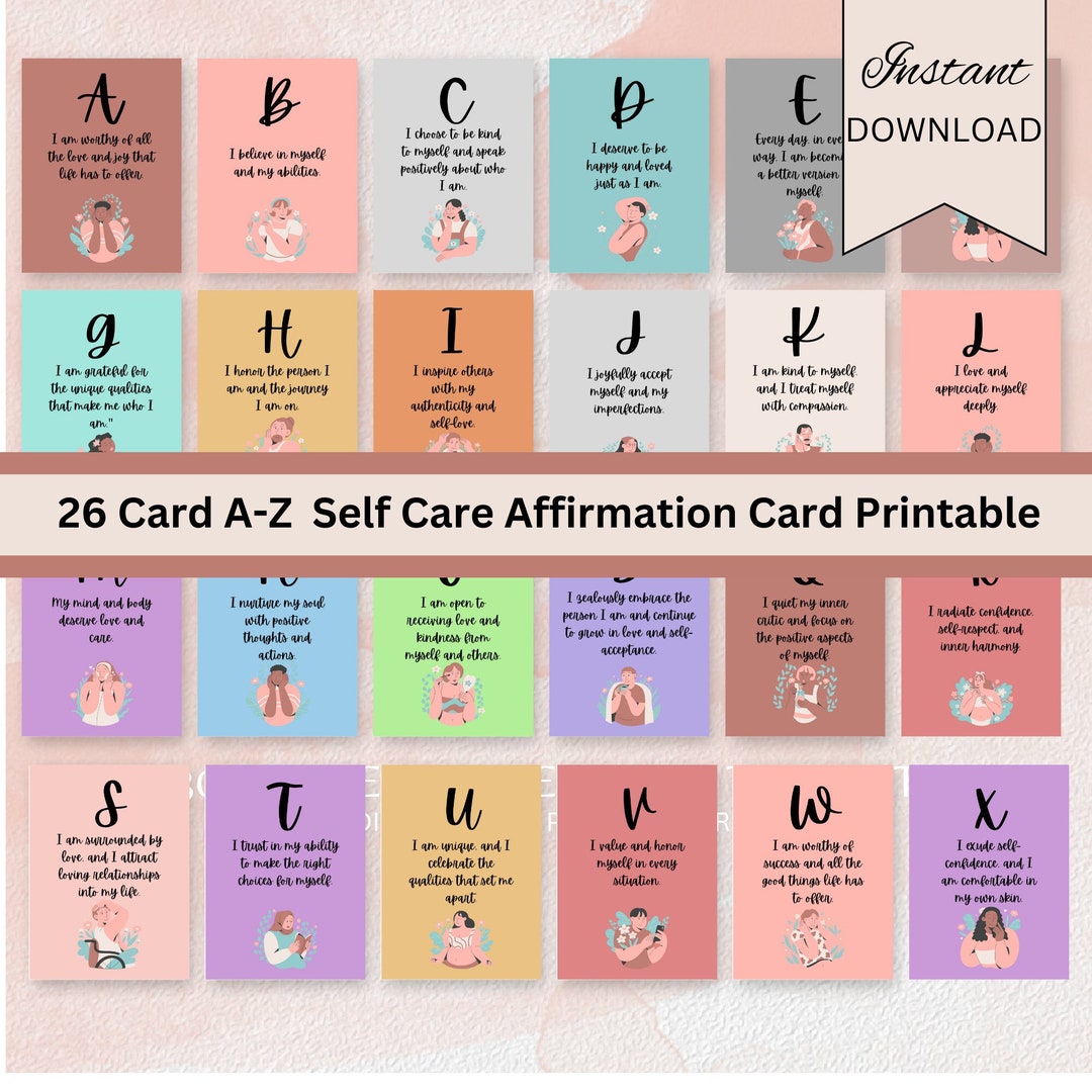 A-Z Affirmation Cards Digital Download, Mindfulness Affirmations Deck ...