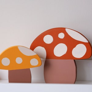 Woodland Nursery Wooden Mushroom Decor Montessori Bookshelf Toys Set ...