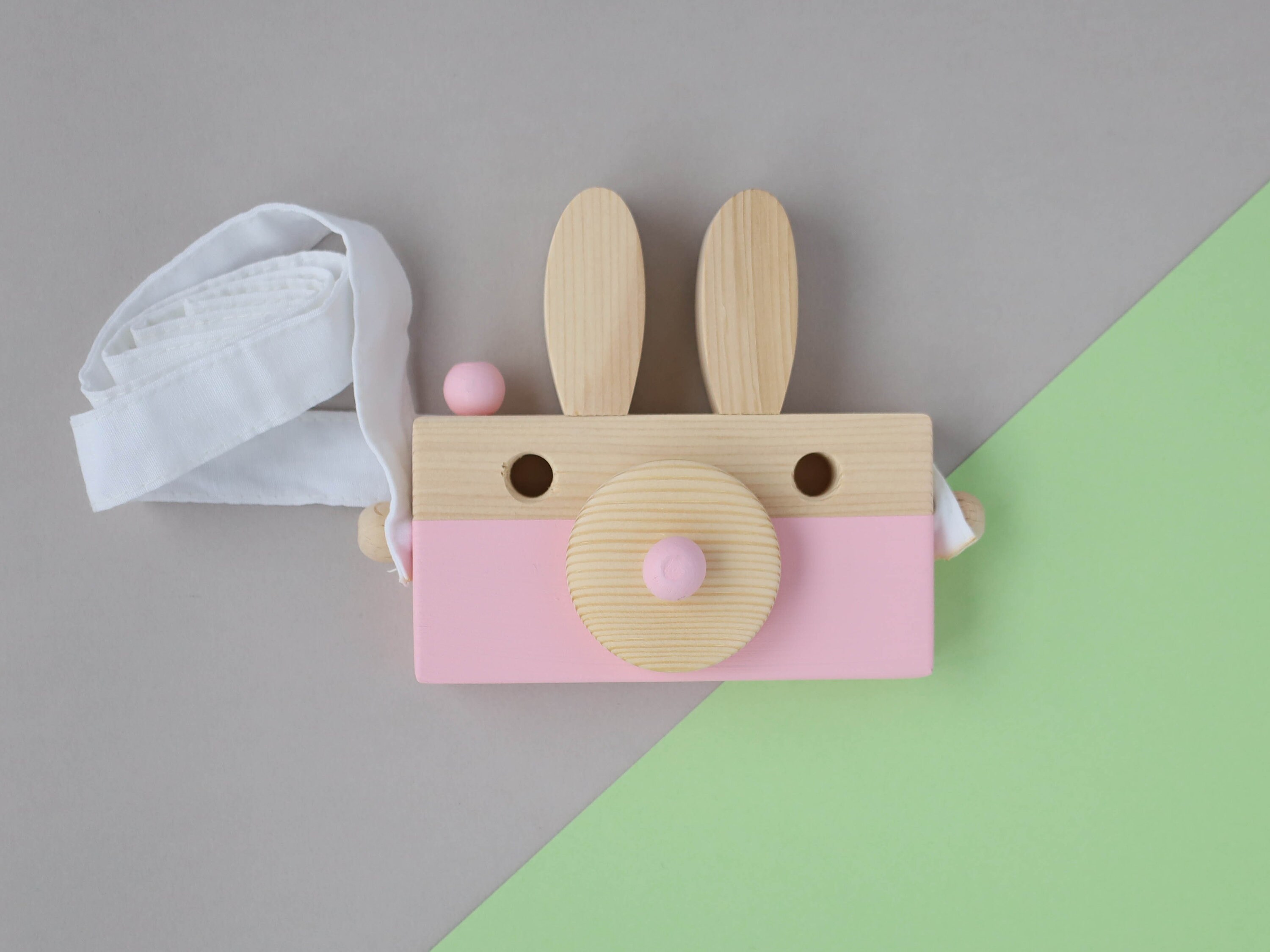 Handcrafted Wooden Toy Camera for Nursery Decor - Bunny Ornament and ...