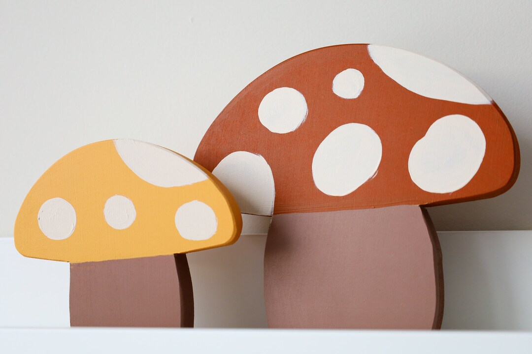 Woodland Nursery Wooden Mushroom Decor Montessori Bookshelf Toys Set ...