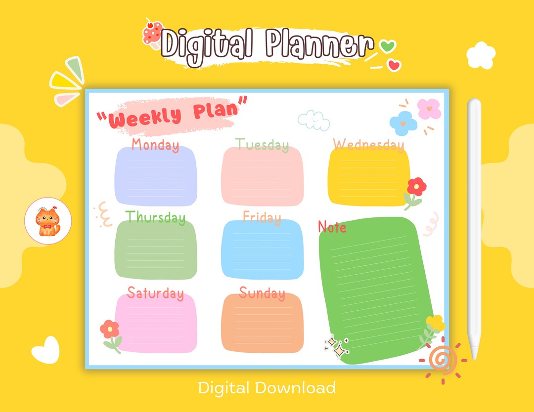 Weekly Planner Printable Landscape, Weekly Planner Printable, Download ...