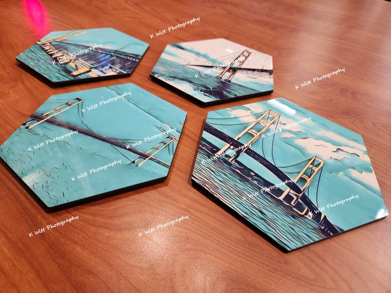 Hexagon Mackinac Bridge Wall Tile Set - Photography Art Michigan ...