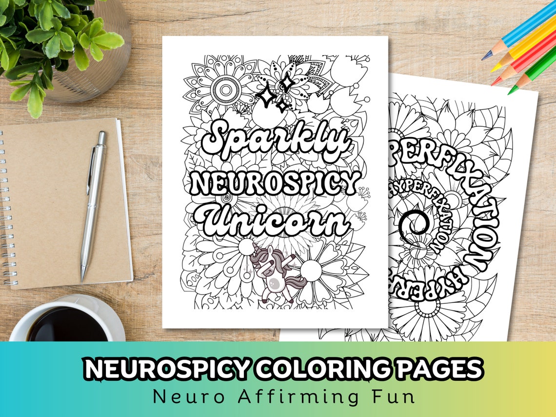 Neurospicy Coloring Pages ADHD, Autism, Neurodivergent Neuro Affirming ...