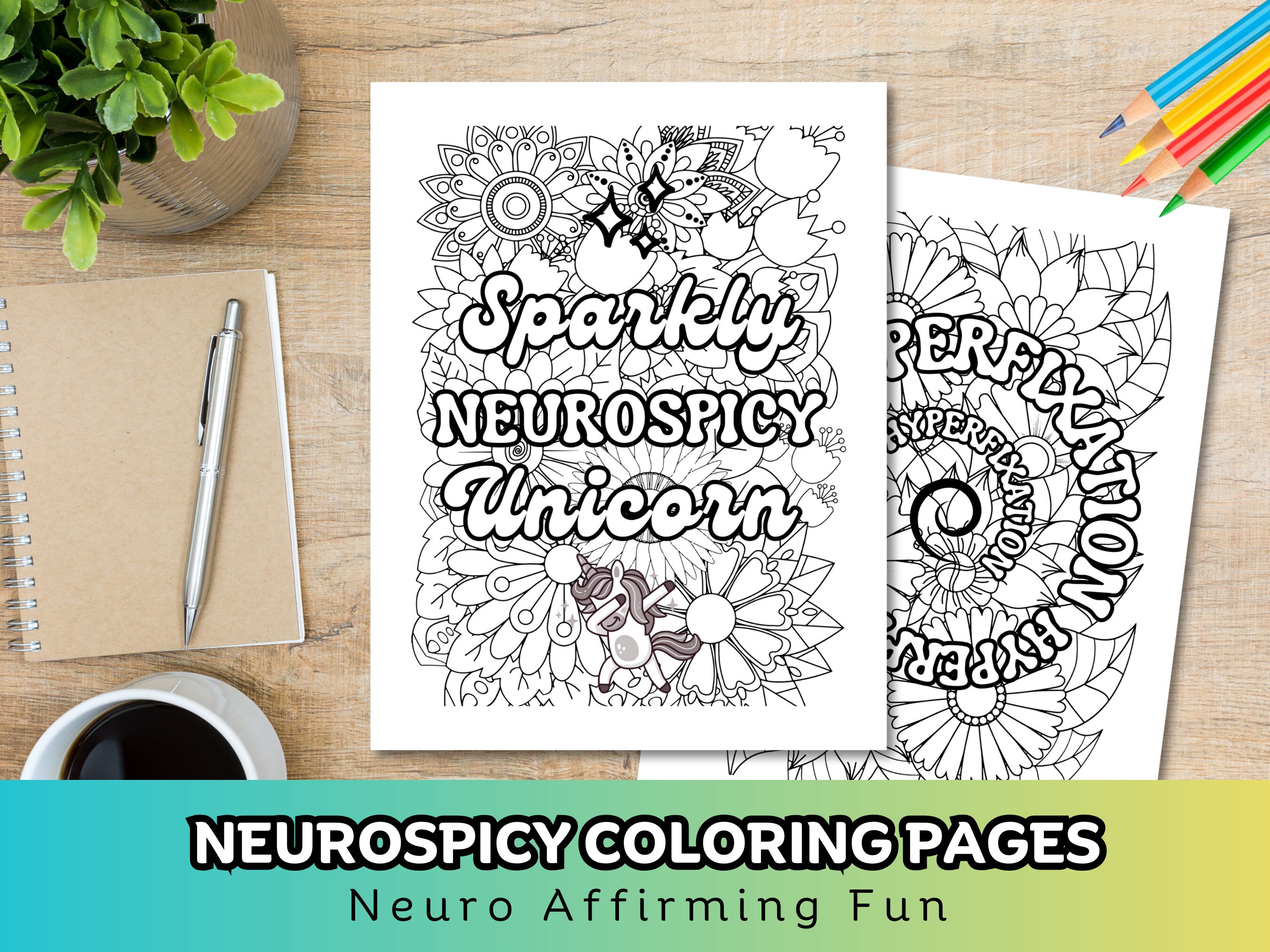 Neurospicy Coloring Pages ADHD, Autism, Neurodivergent Neuro Affirming ...