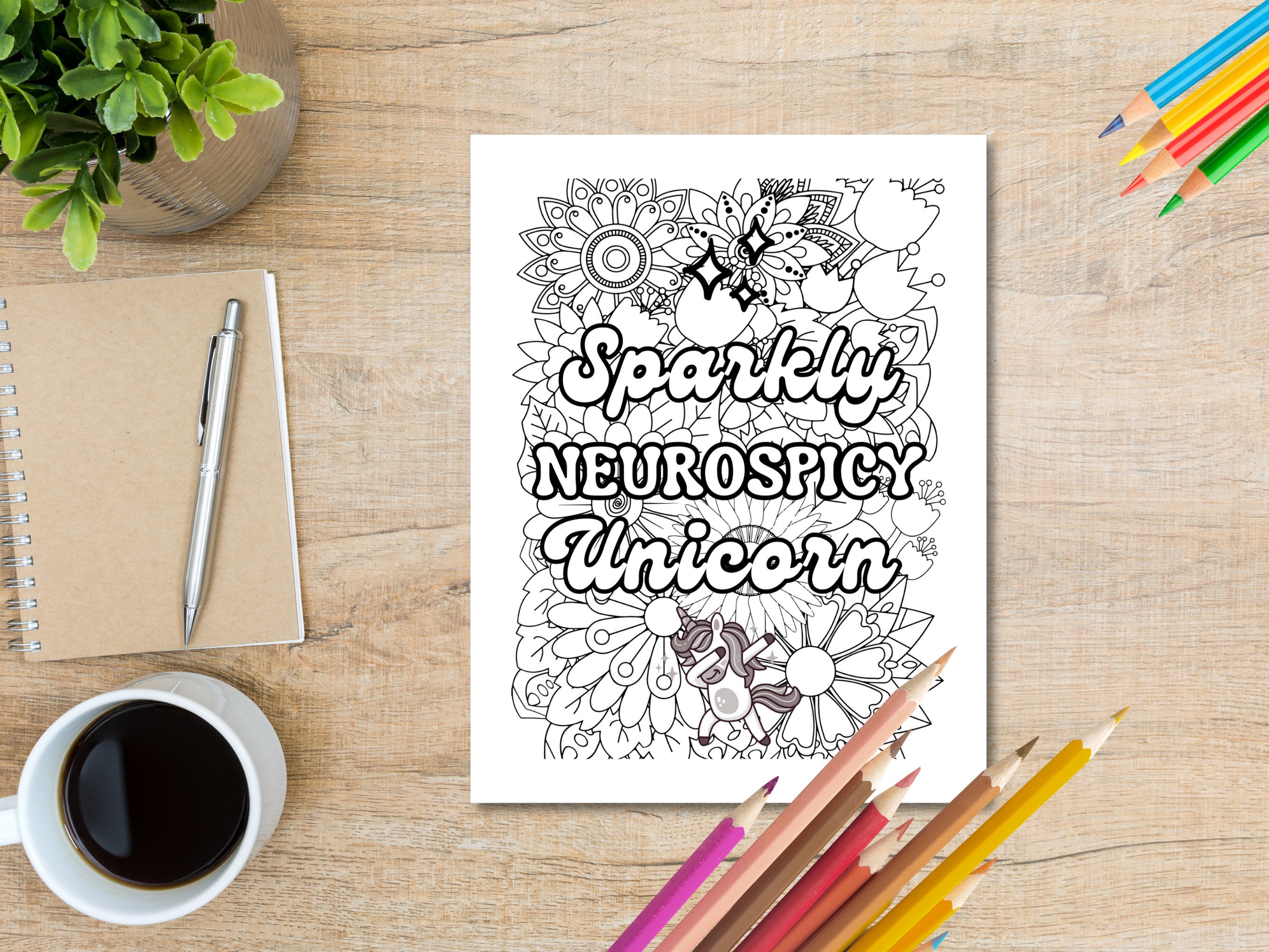 Neurospicy Affirming Coloring Pages | Neurodiversity Art (PDF Download ...