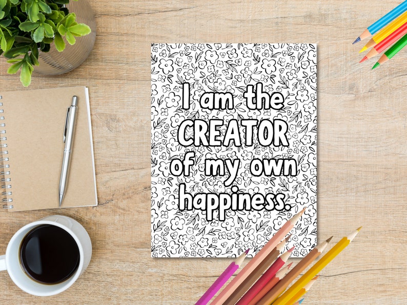 New Year Affirmation Coloring Pages Self Love Empowering Affirmations ...