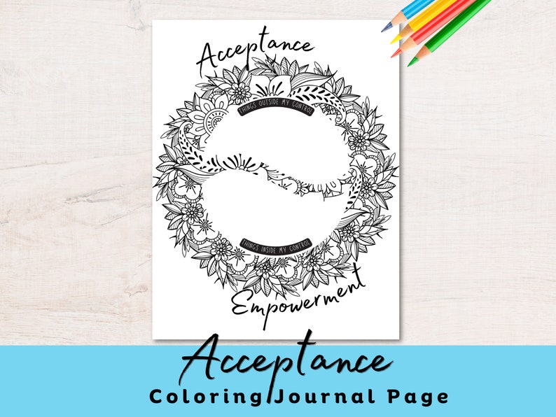 Acceptance Coloring Page | Journal Prompt | Therapy Tools | Printable ...