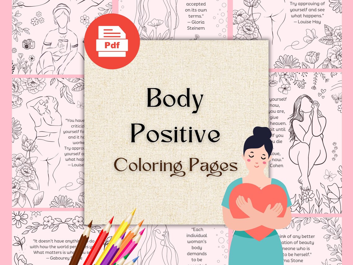 Body Positive Coloring Pages | Self Love Affirmations | Positive ...