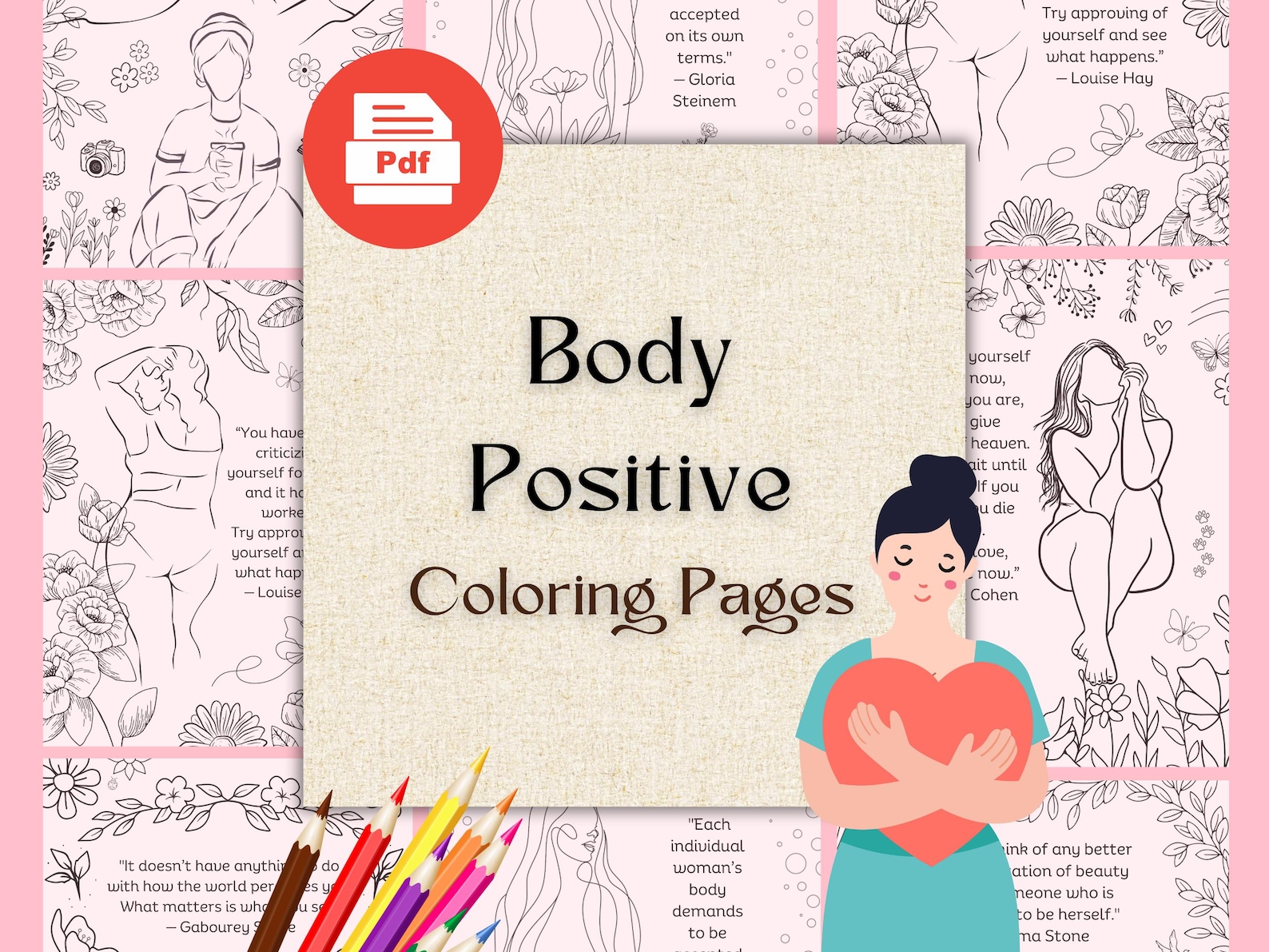 Body Positive Coloring Pages | Self Love Affirmations | Positive ...