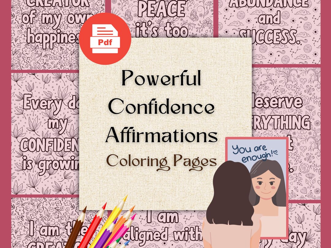 Confidence Affirmations Coloring Pages | Empowering Self-love (PDF ...