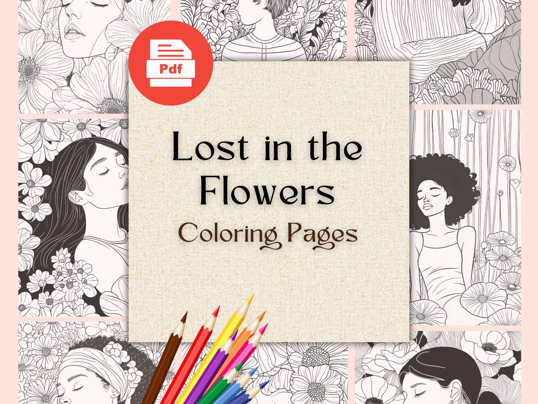 Floral Coloring Pages | Stress Relief, Mindfulness (digital Download ...