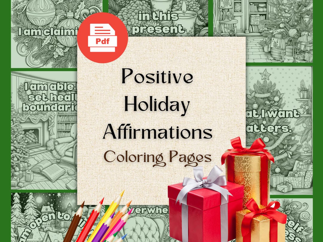 Holiday Affirmation Coloring Pages for Adults - Etsy