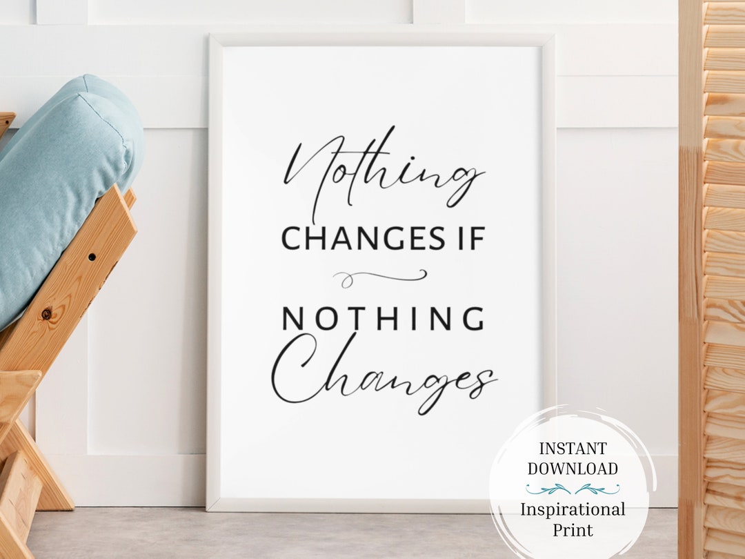 Motivational Wall Art Print | Nothing Changes Quote (digital Download ...