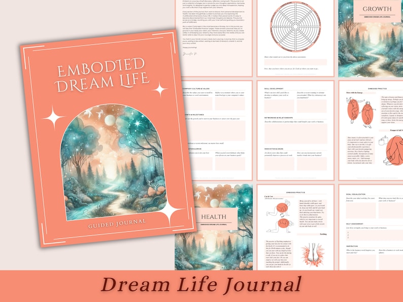 Embodied Dream Life Journal Manifestation Journal Self Reflection Guided Journal Personal Growth ...