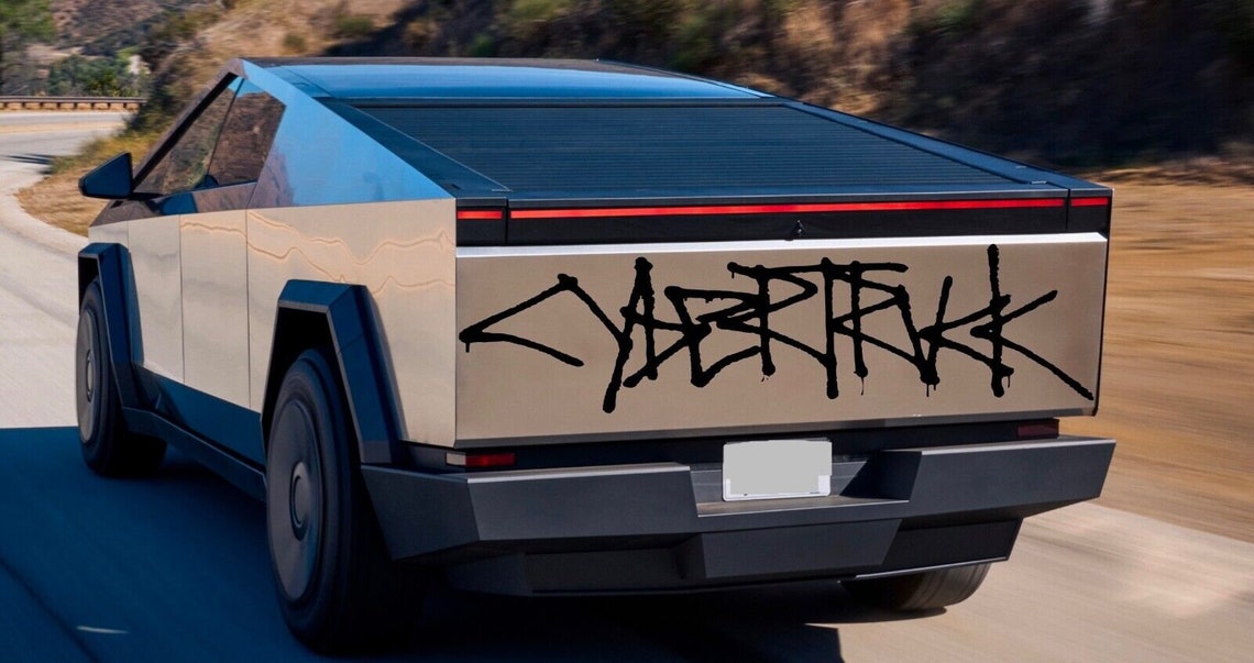 Tesla Cybertruck 2023-current Stripe Graffiti Logo Rear Bed - Etsy