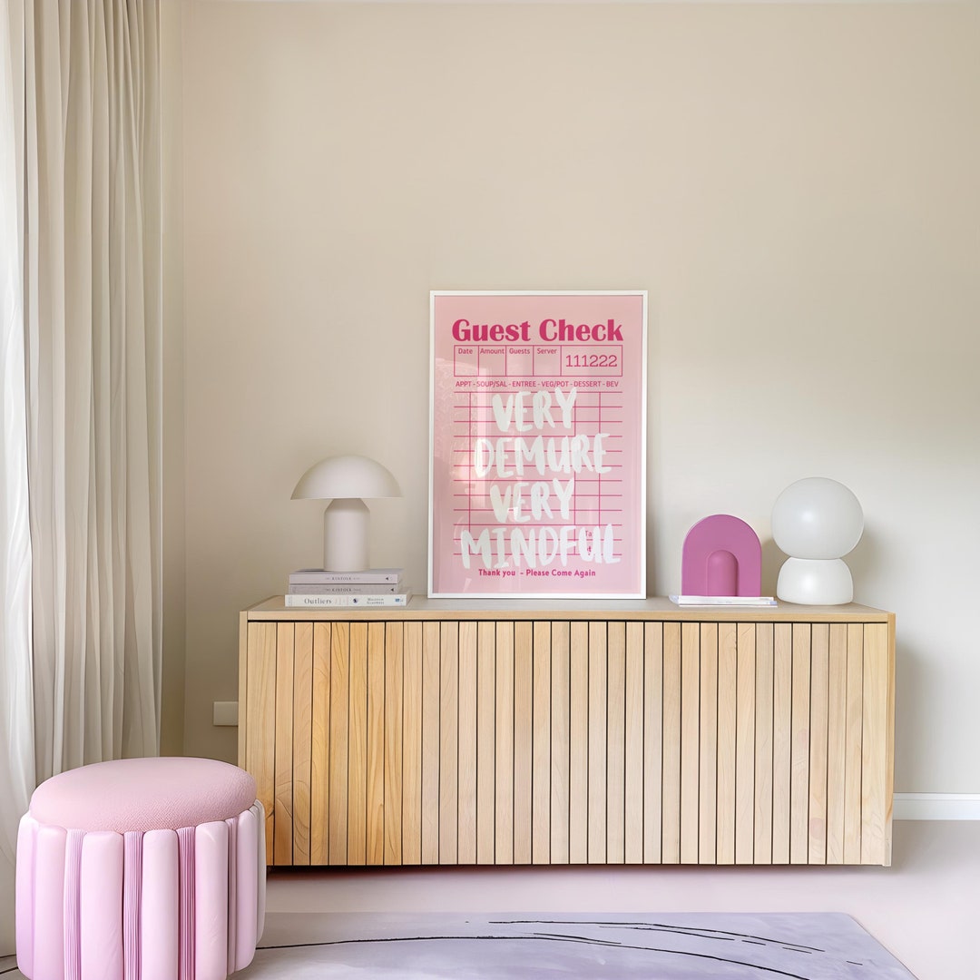 Very Demure Guest Check Wall Art, Maximalist Preppy Poster, Bar Cart ...