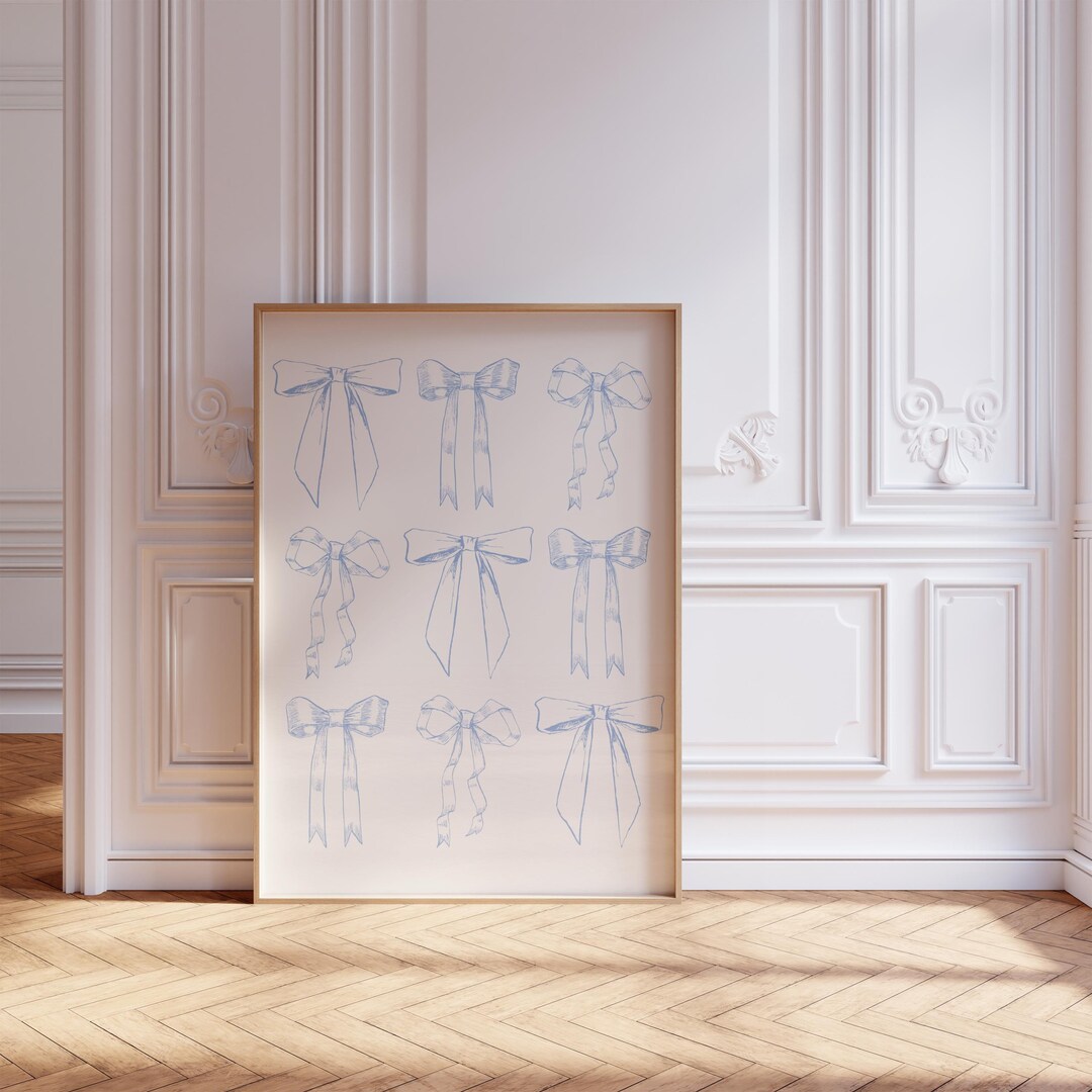 Balletcore Wall Art, Coquette Room Decor, Watercolor Bow Print, Baby ...