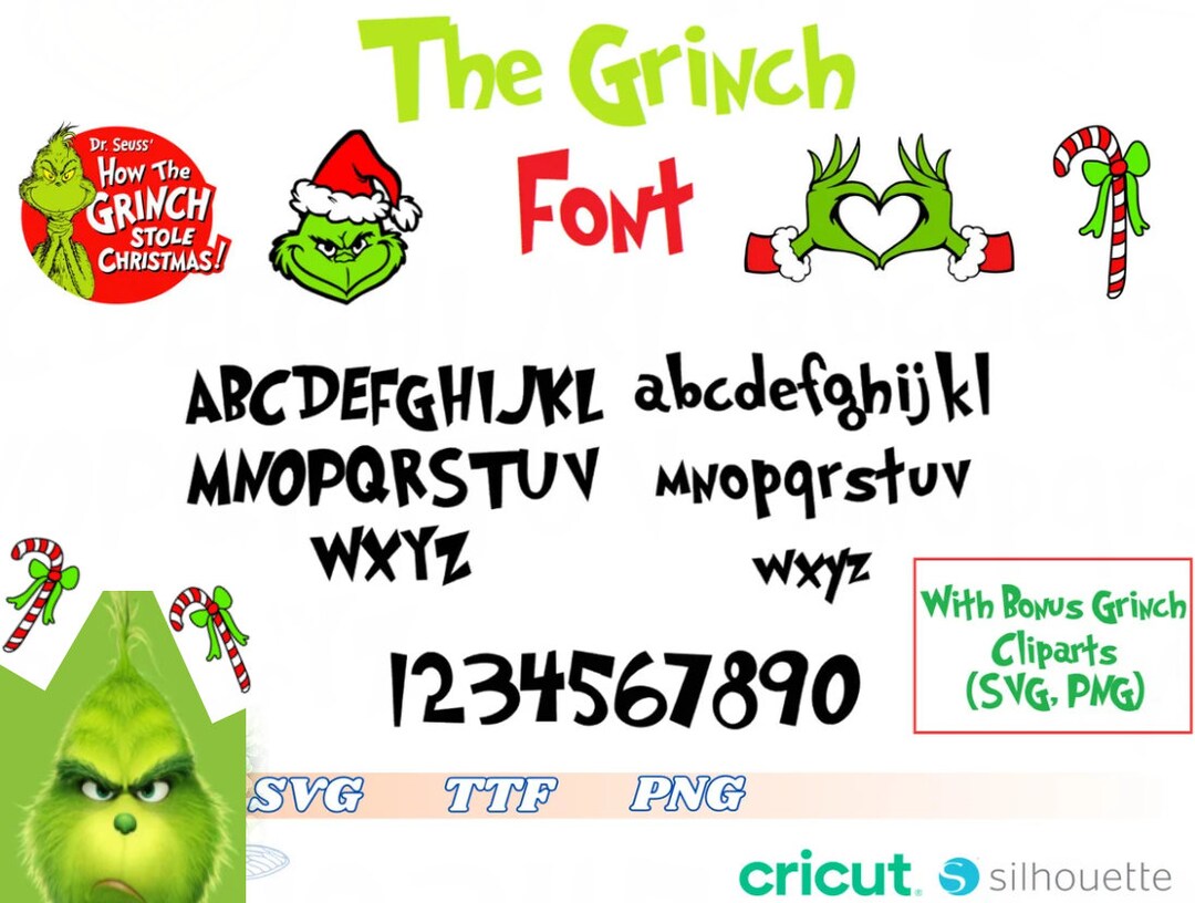 Grinch Font Svg Green Character Svg Alphabet Green - Etsy Australia