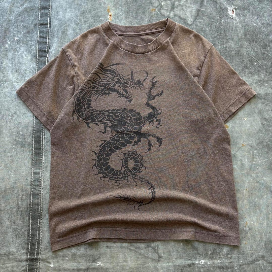 Vintage Y2K Japanese Dragon Affliction Chocolate Brown Shirt - Etsy