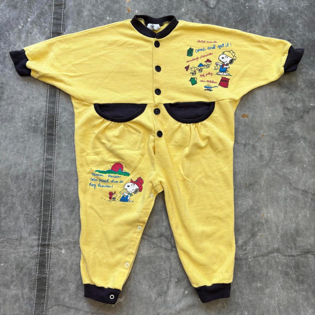 Vintage 80s Snoopy Woodstock Peanuts Country South Jumpsuit One Piece ...