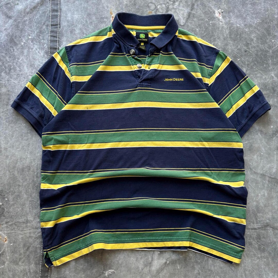 Vintage Y2K John Deere Grunge Preppy Striped Polo Shirt - Etsy