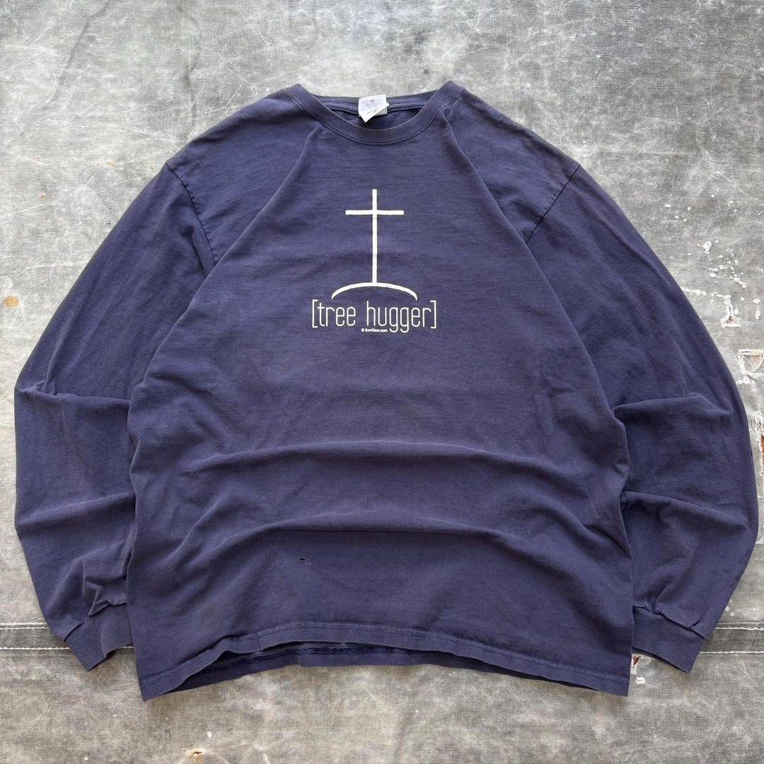 Vintage Y2K Faded Distressed Jesus Cross Tree Hugger Shirt - Etsy