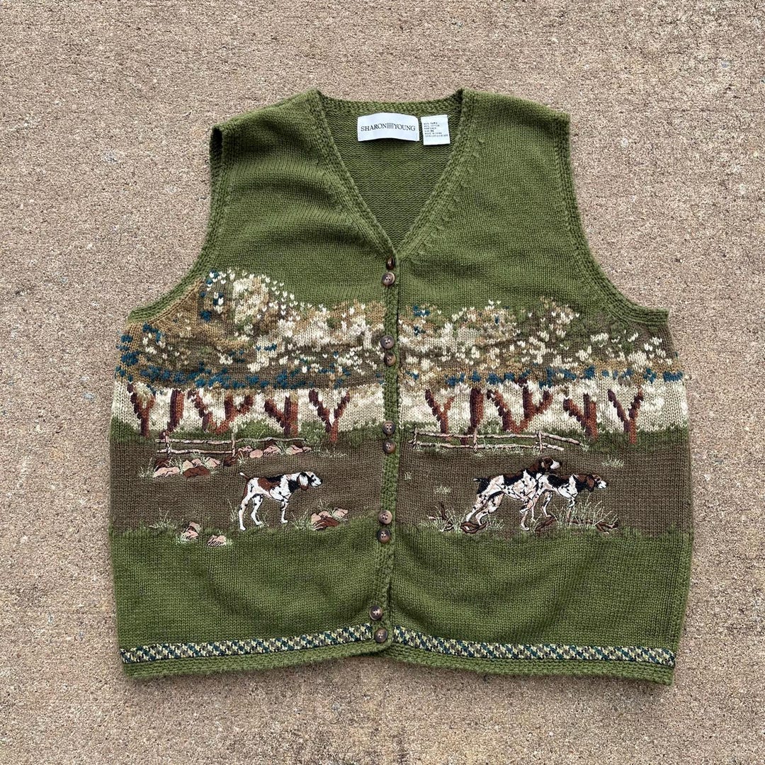 Vintage Ducks Unlimited Style Hunting Dogs Knit Sweater Vest - Etsy