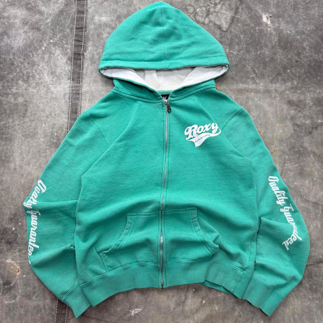 Vintage Y2K Turquoise Roxy Quiksilver Surf Skater Grunge Full Zip ...