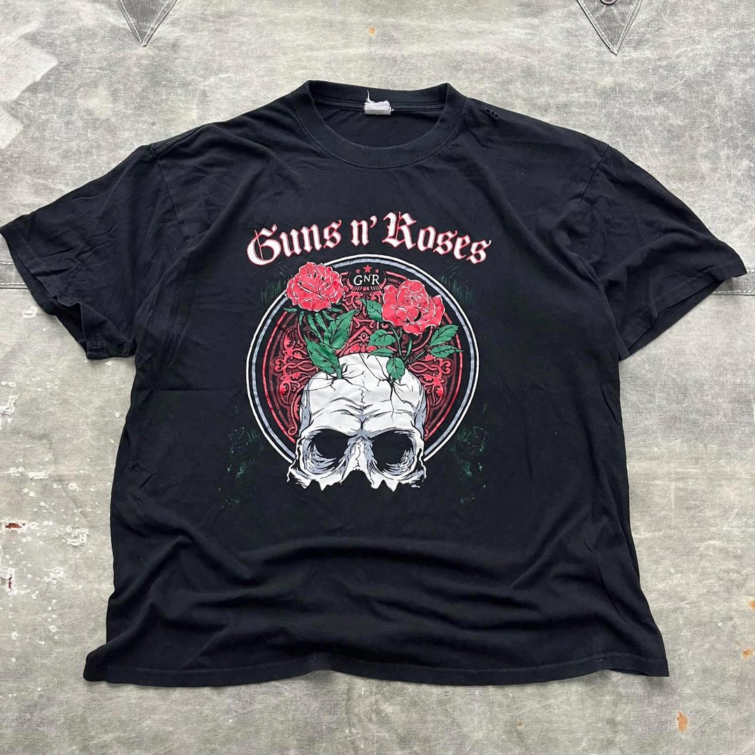 Vintage Y2K Guns N’ Roses Rock Band Floral Rose Skull Shirt - Etsy