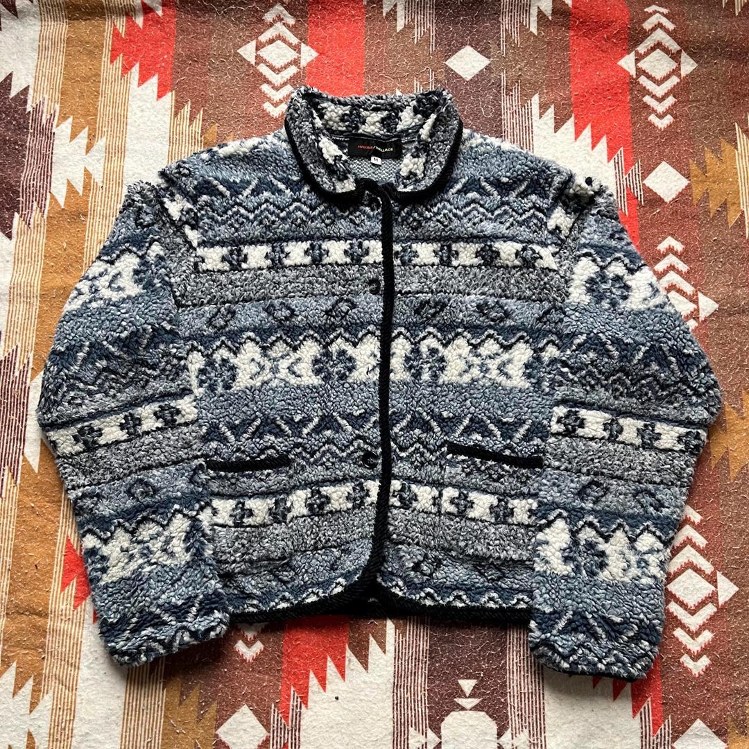 Vintage Winter Aztec Nature Fleece Deep Pile AOP Jacket - Etsy
