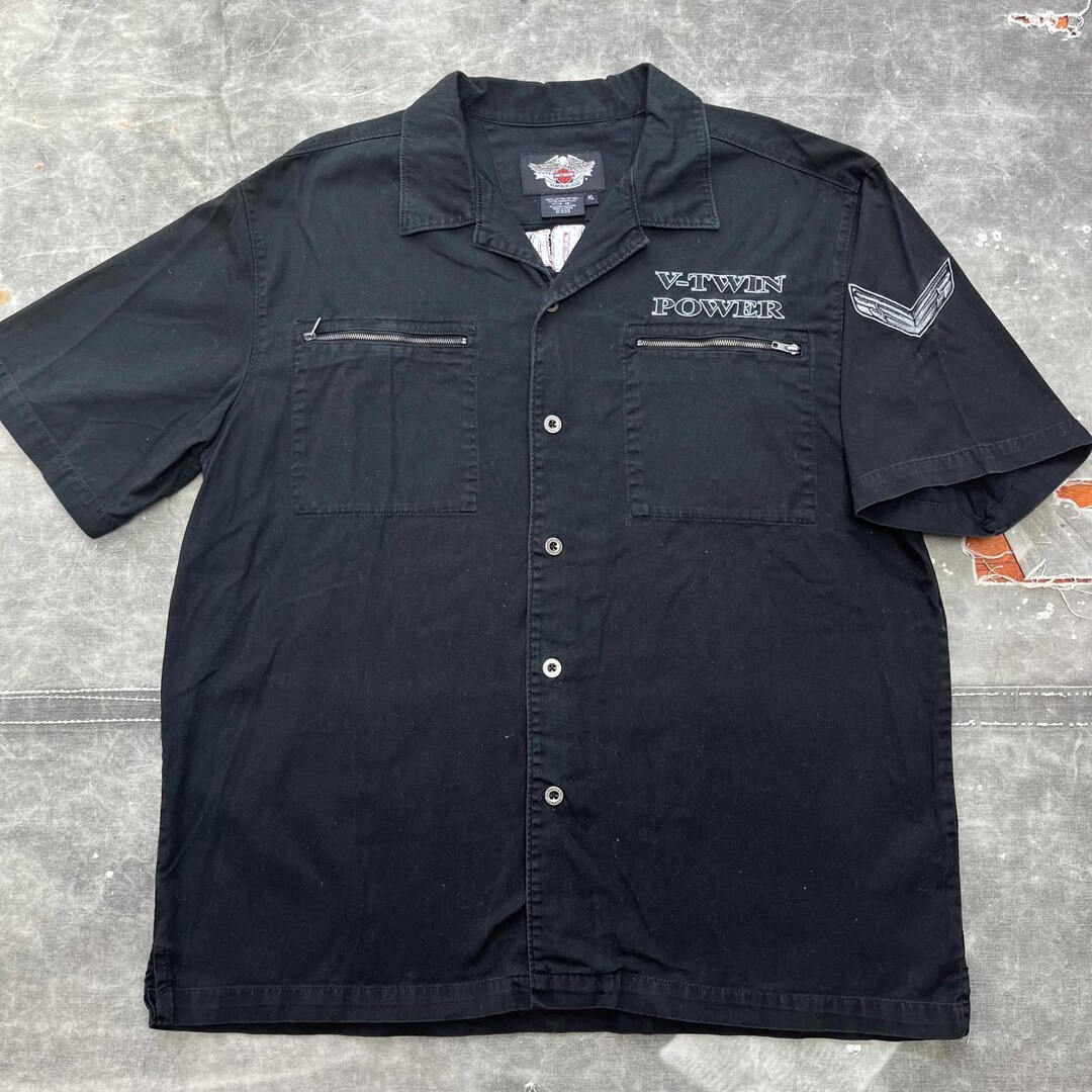 Vintage Y2K Embroidery V-twin Girl Harley Davidson Button Up - Etsy