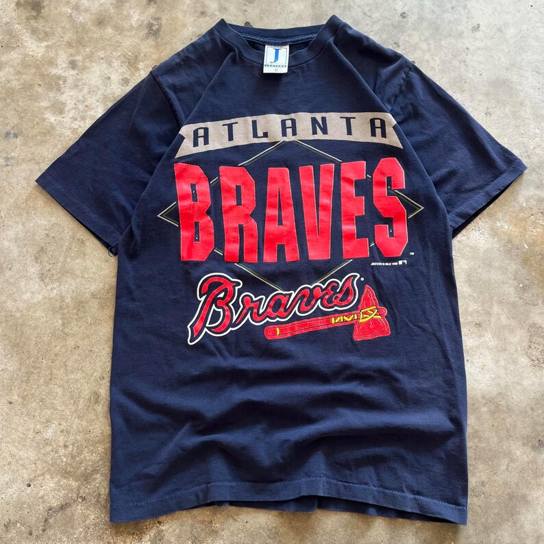 Vintage 90s Atlanta Braves Navy Blue MLB Baseball Shirt - Etsy