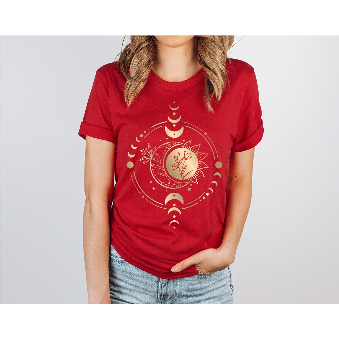 Mystic Moon and Sun Shirt, Mystical Moon Phase Shirt, Boho Vintage Moon ...