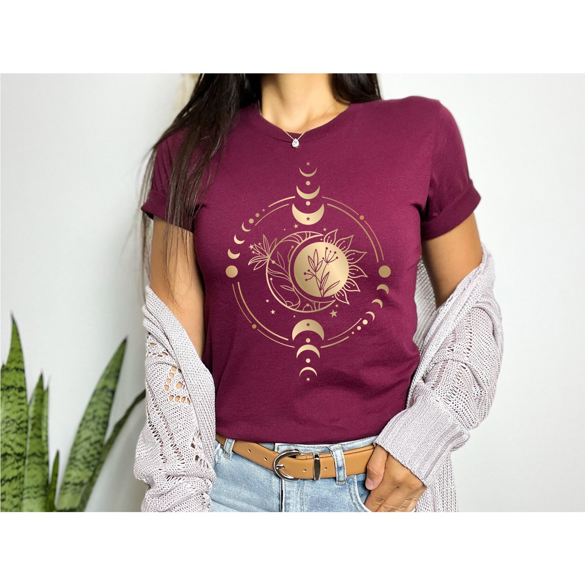 Mystic Moon and Sun Shirt, Mystical Moon Phase Shirt, Boho Vintage Moon ...