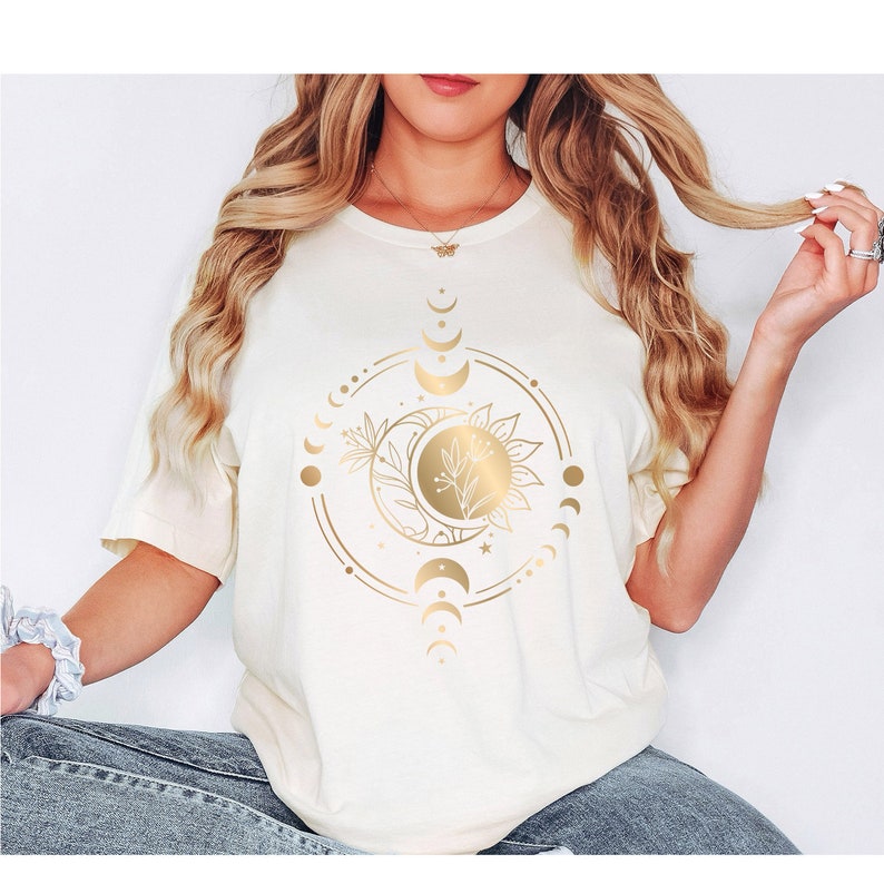 Mystic Moon and Sun Shirt, Mystical Moon Phase Shirt, Boho Vintage Moon ...