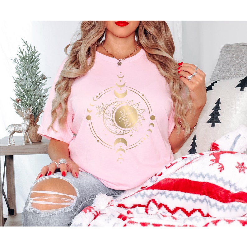 Mystic Moon and Sun Shirt, Mystical Moon Phase Shirt, Boho Vintage Moon ...