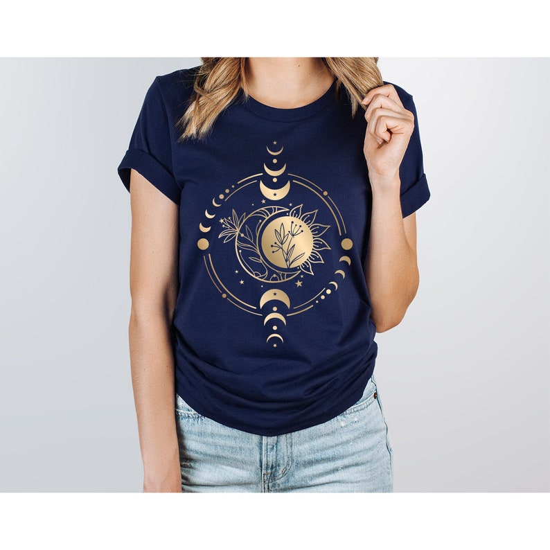 Mystic Moon and Sun Shirt, Mystical Moon Phase Shirt, Boho Vintage Moon ...