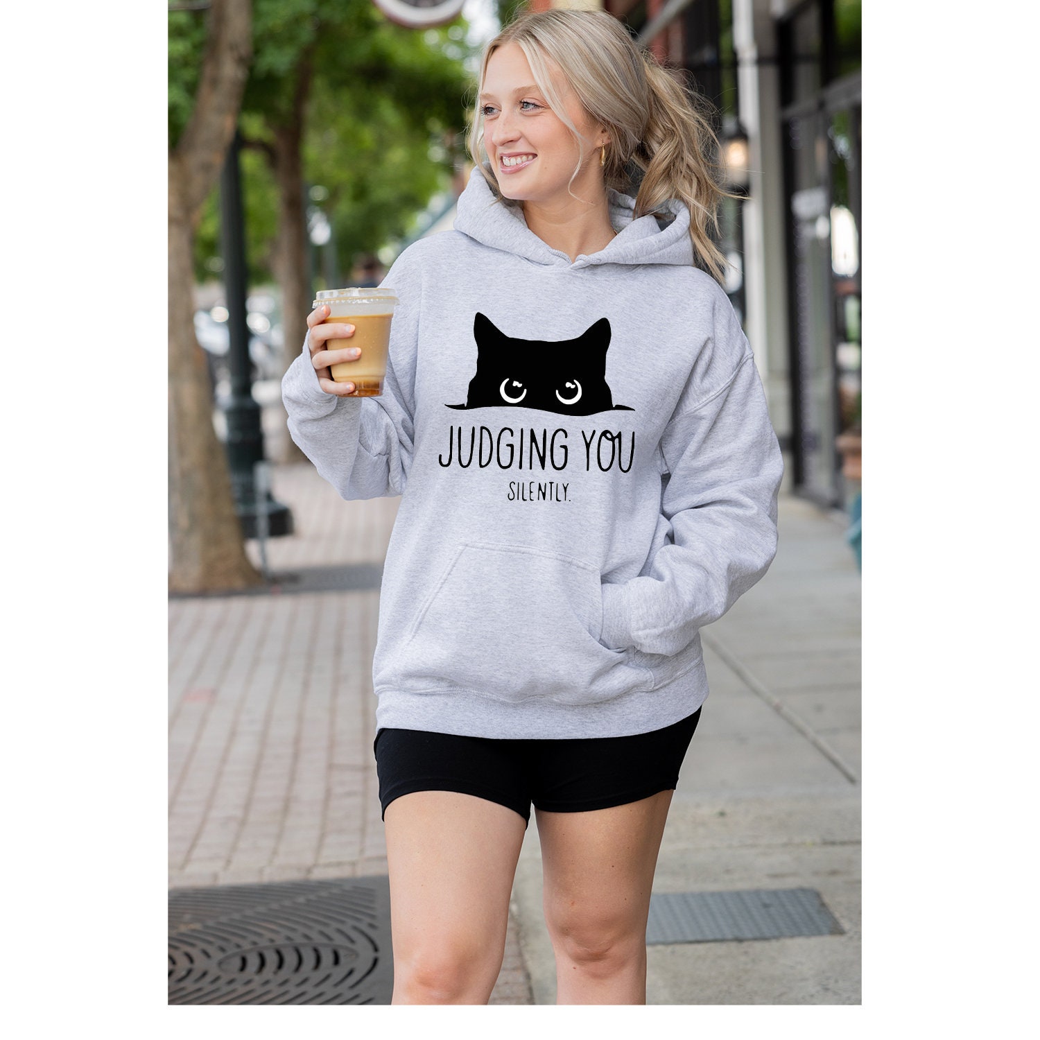 Judging You Silently Black Cat Sweatshirt Cat Lover Gift - Etsy