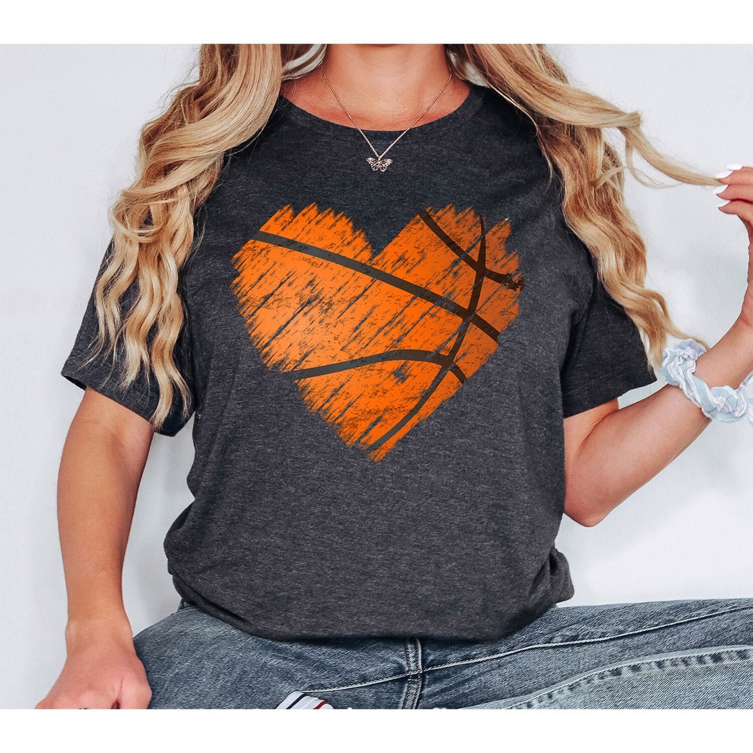 Distressed Basketball Heart Shirt, Basketball Heart Shirt, Basketball ...