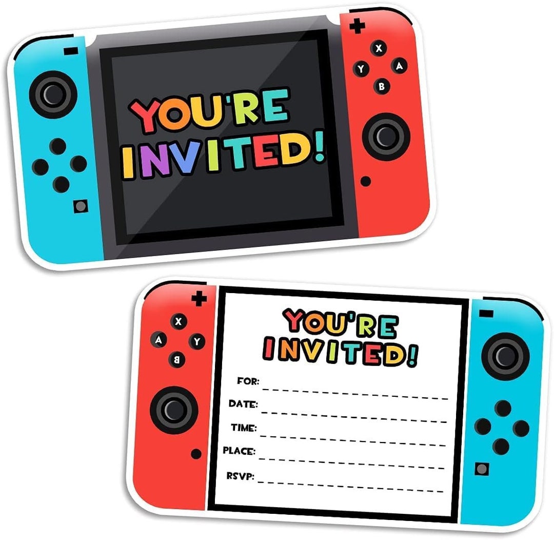 Customized Video Gaming Party Invitationsbirthday Cards Boys - Etsy