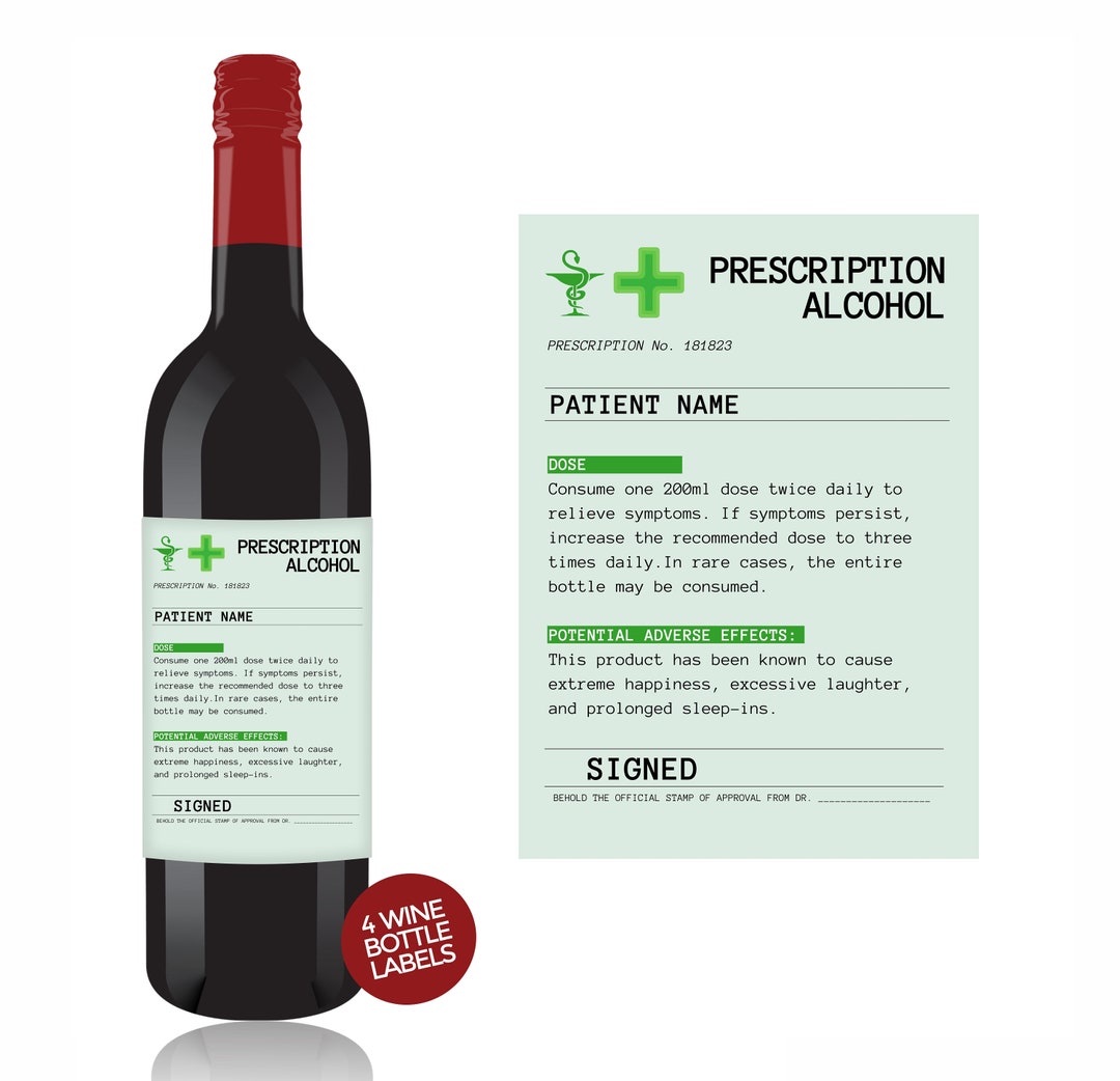 Prescription Novelty Wine Label Xmas Gift Card Idea Gift for - Etsy UK