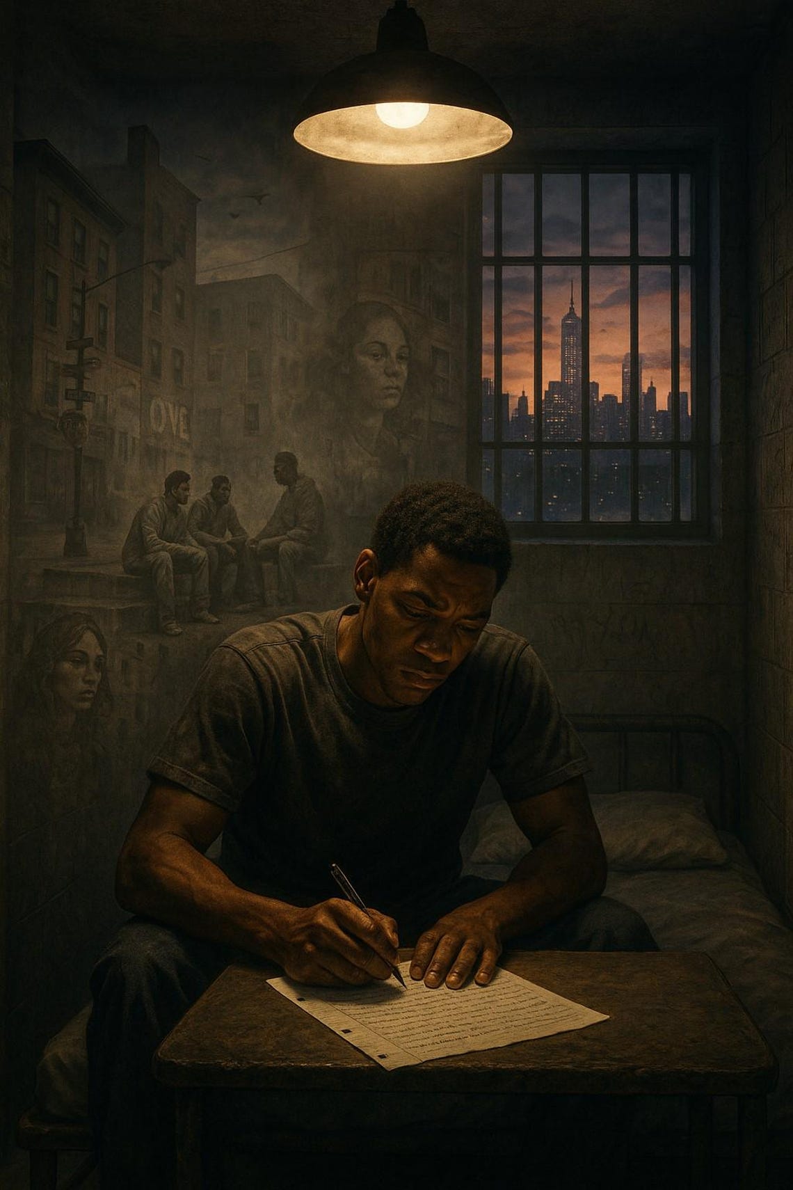 Urban Prison Cell Art Print – Writing Letters With NYC Skyline – Hip ...