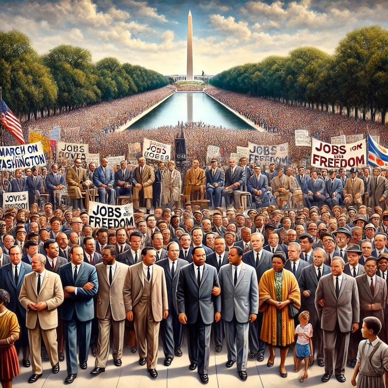 Historic March on Washington - Civil Rights Movement Artwork With ...