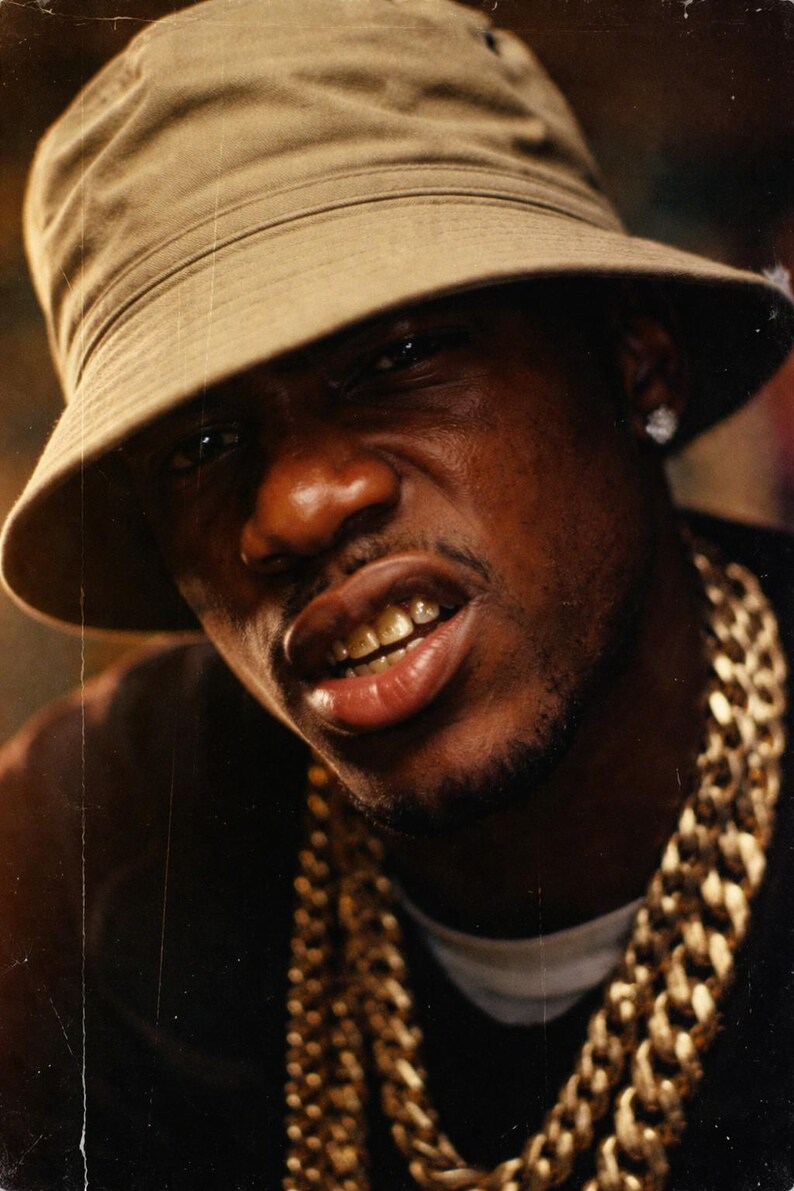 90s Hip Hop Gold Chains Portrait Wall Art | Vintage Rap Close-up ...