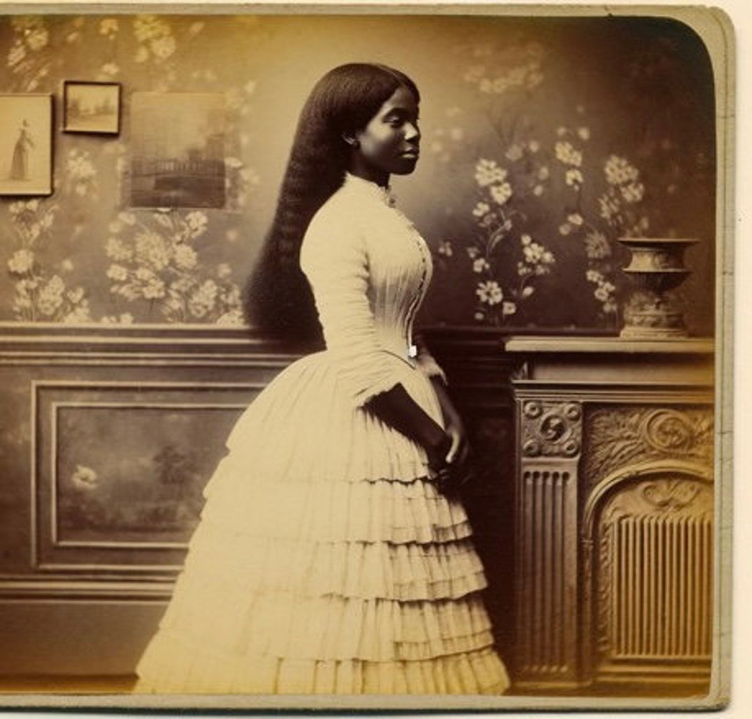 Digital Victorian Portrait Art - 19th Century Dress Elegance, Antique ...