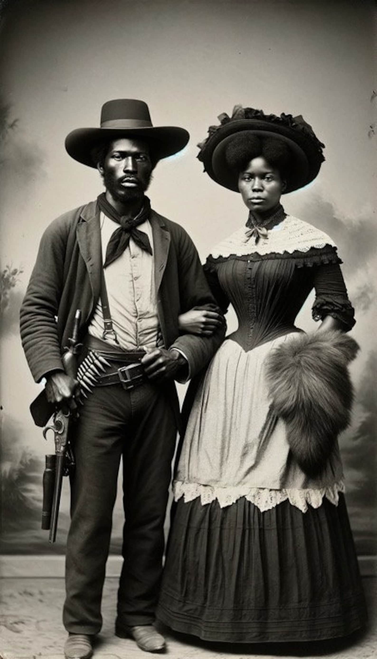 Vintage Western Couple Portrait, Classic American Old West Photo ...