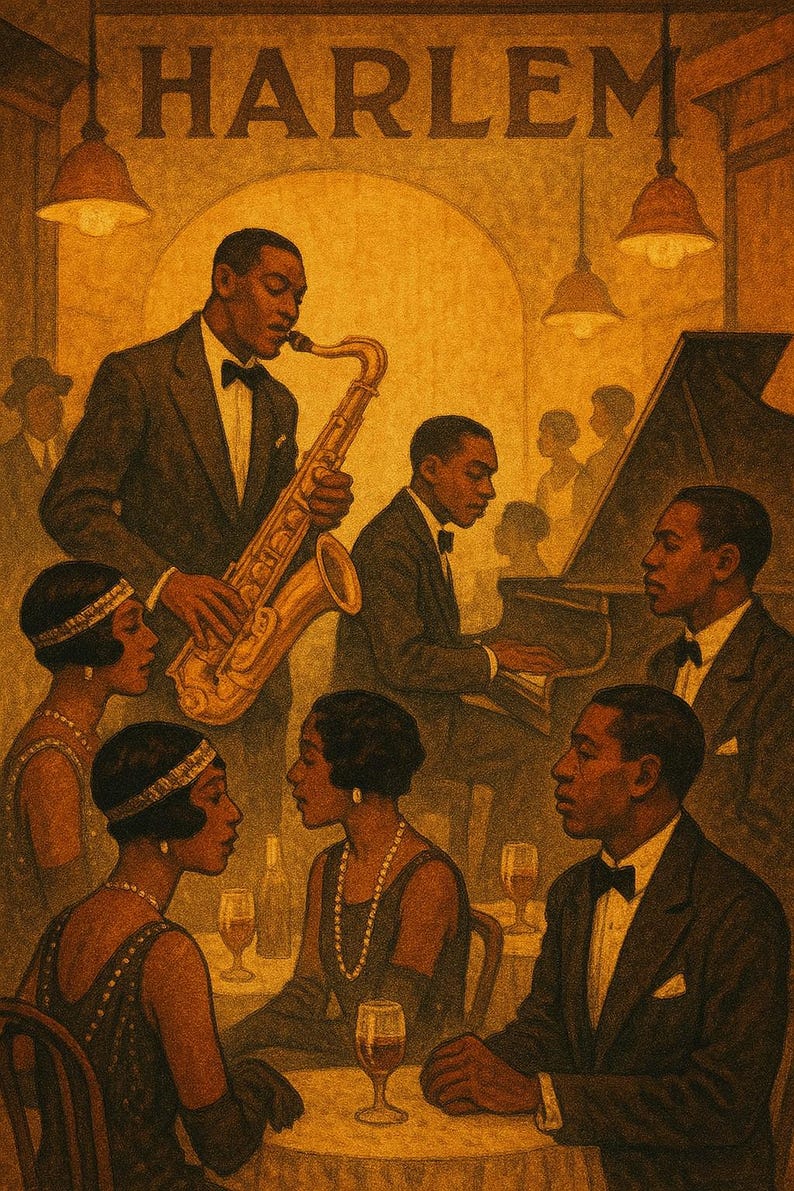 Harlem Renaissance Jazz Club Wall Art – Vintage 1920s Music Scene Print ...