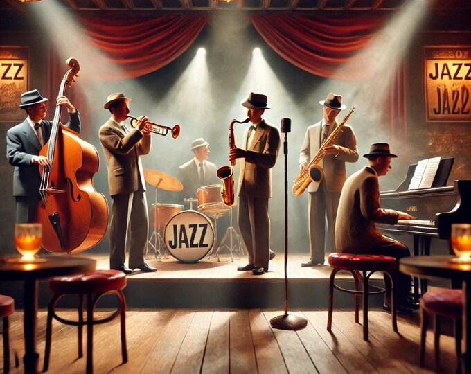Classic Jazz Club Art Print – 1950s Bebop Jazz Performance - Etsy